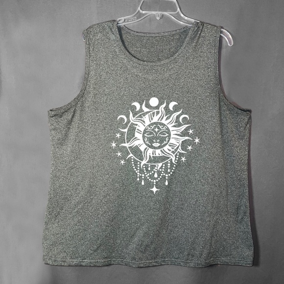 Tops | Heather Gray Sun Moon Tank Top | Poshmark